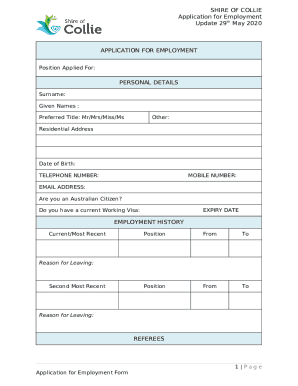 ASM Global Employment Application Doc Template | pdfFiller