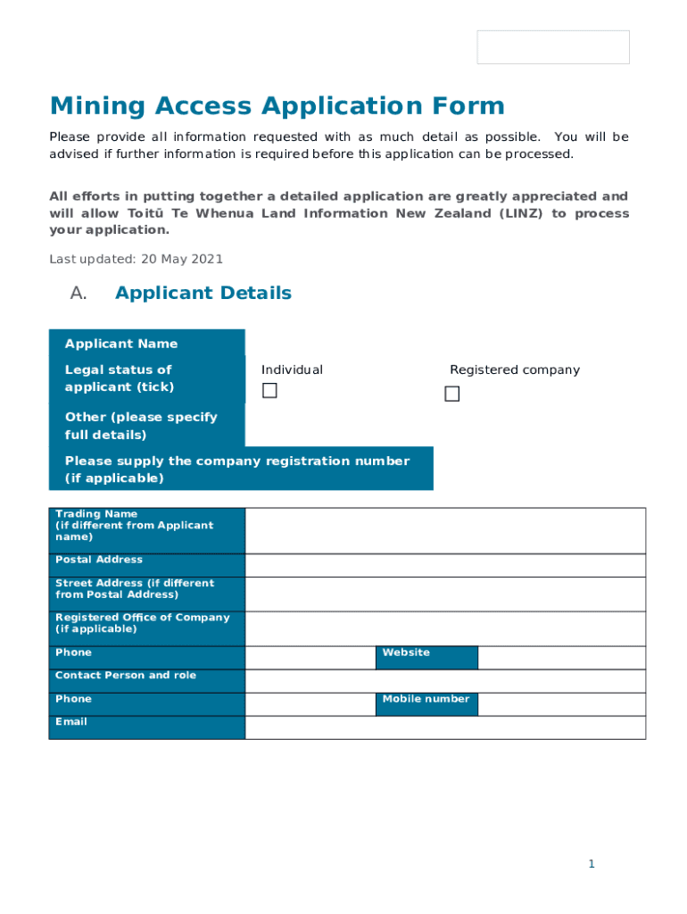 Toit Te Whenua Mining Access Application . Add subject Doc Template ...
