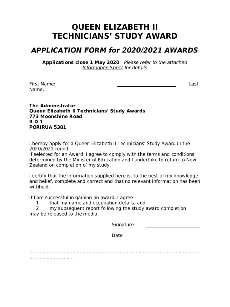Education Report: Queen Elizabeth II Technicians' Study Awards Doc Template | pdfFiller