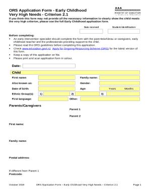 ORS Application for EI Use for Very High NeedsCriterion 2.1Early ...