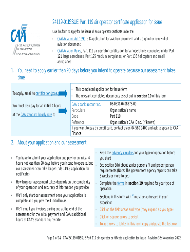Air transport air operator's certificate (Part 119) Doc Template ...