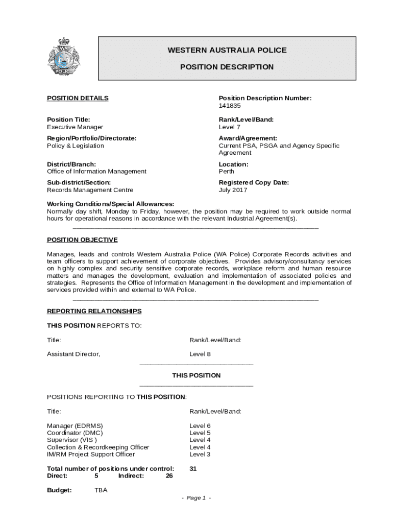 Work level standards: APS Level and Executive ... Doc Template | pdfFiller