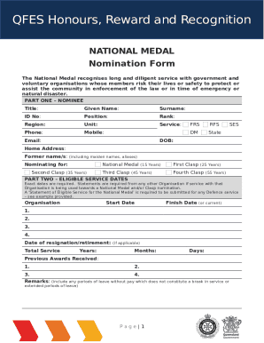 National Medal Nomination Doc Template | pdfFiller
