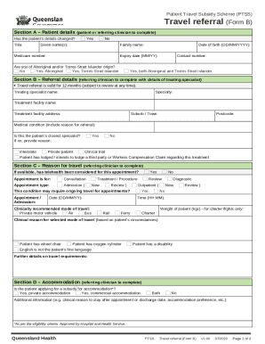 PTSS B - Travel Referral - Online version Doc Template | pdfFiller