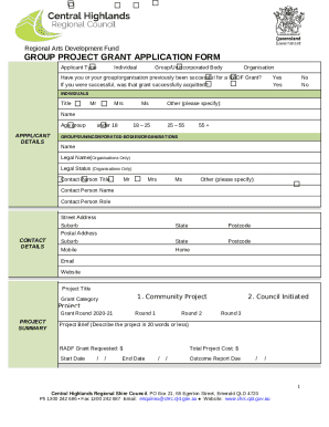 group project grant application Doc Template | pdfFiller