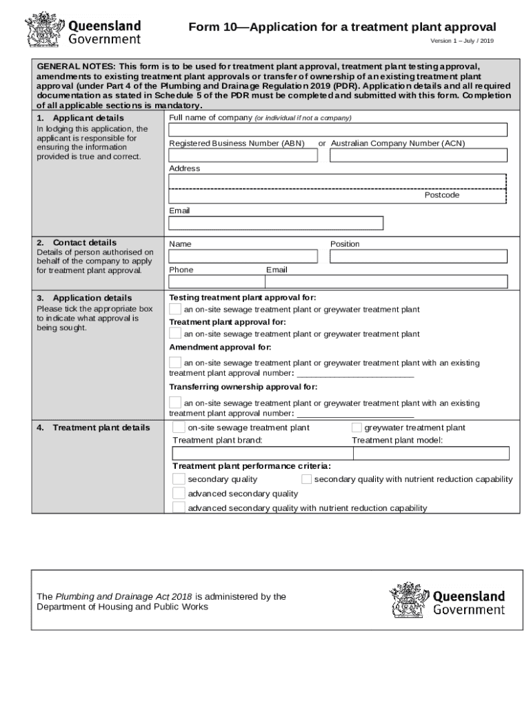10Application for a treatment plant approval Doc Template | pdfFiller
