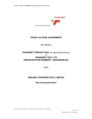 Fillable Online TRACK ACCESS AGREEMENT ABC-ABC-ABC BRANCH LINE Fax ...