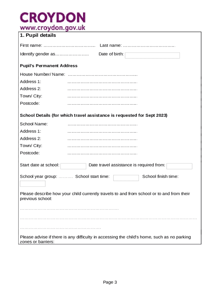 Home to school Travel Assistance Doc Template | pdfFiller