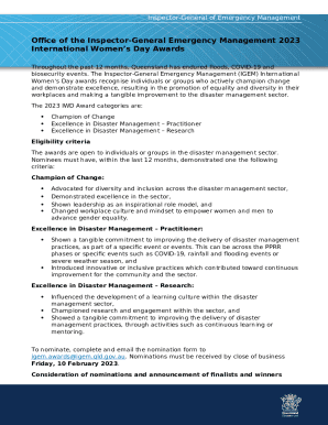 Inspector-General of Emergency Management Doc Template | pdfFiller