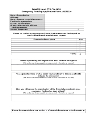 Emergency funding application Doc Template | pdfFiller