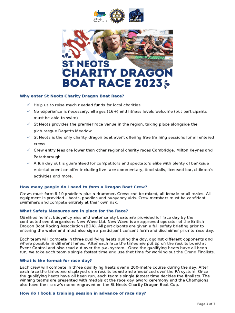 st neots charity race crew entry application 2023 Doc Template | pdfFiller