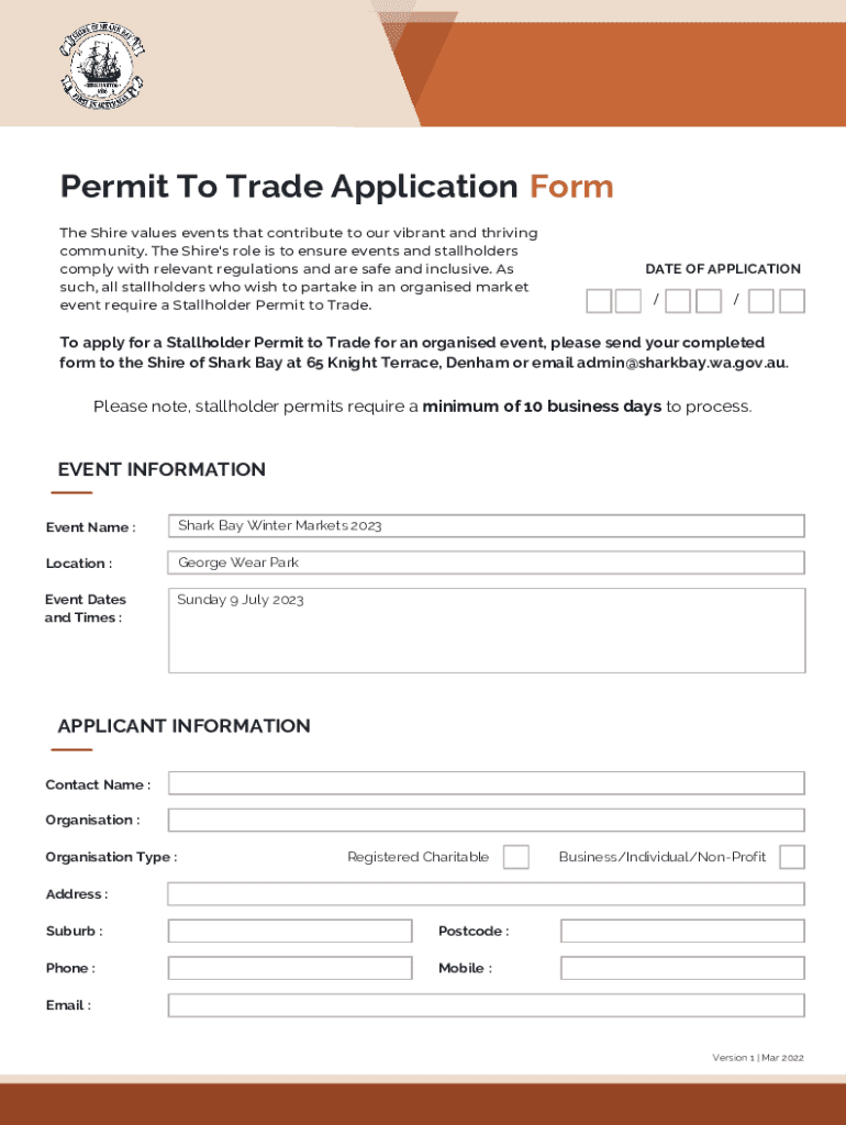 Fillable Online Permit To Trade Application Form Fax Email Print - pdfFiller