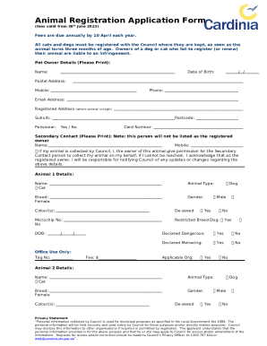 Compliance Services - 2020 2021 - Animal Registration Doc Template ...