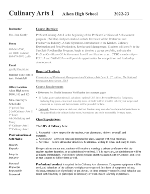 Fillable Online Overview of Culinary & ProStart Fax Email Print - pdfFiller