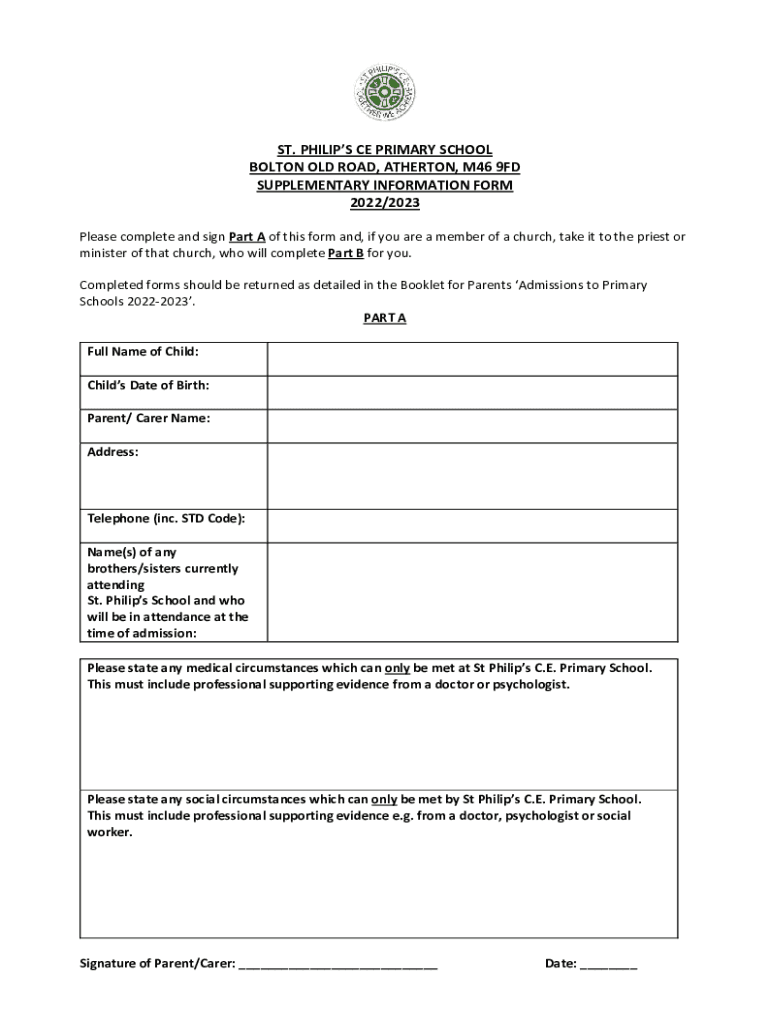 Fillable Online St Philip's CE Primary SchoolPrimary School Fax Email Print - pdfFiller