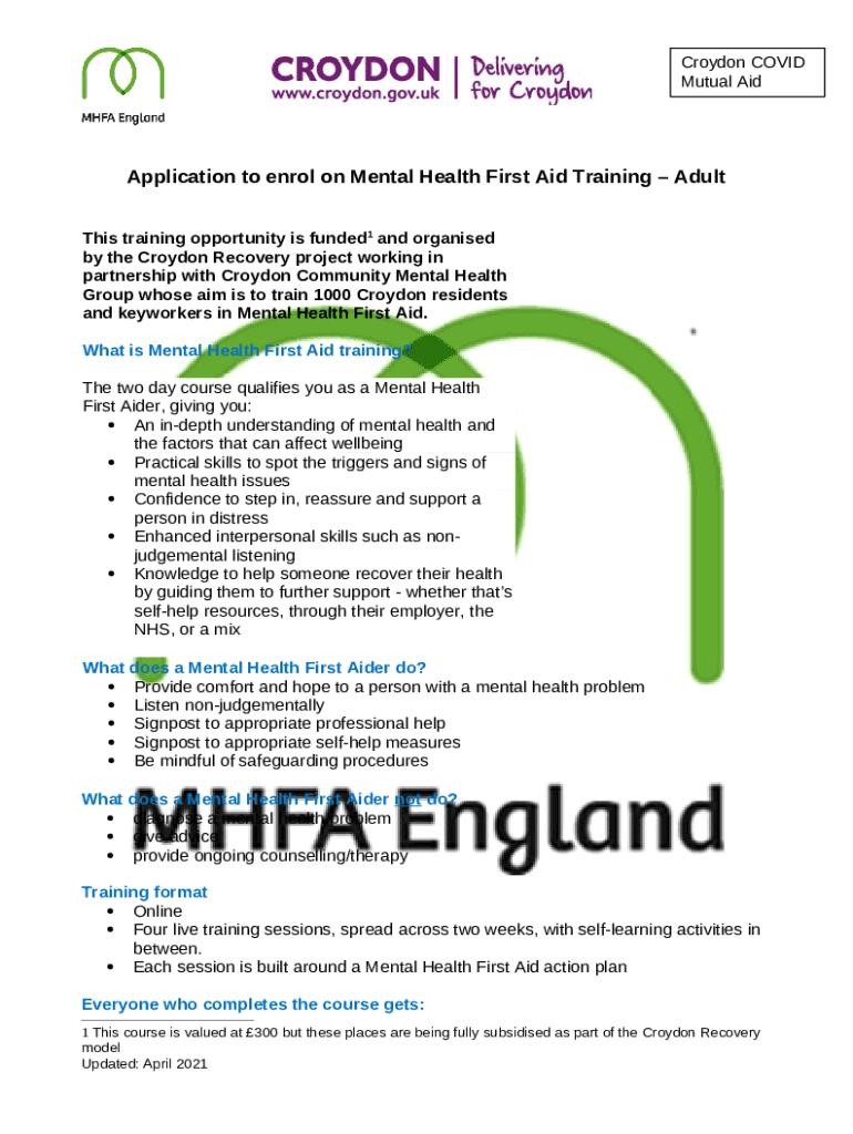 MHFA Standard (face-to-face)Mental Health First Aid Doc Template ...