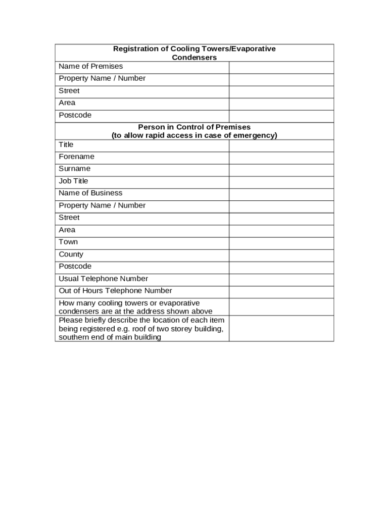 Registration of Cooling Towers and Evaporative Condensers Doc Template ...