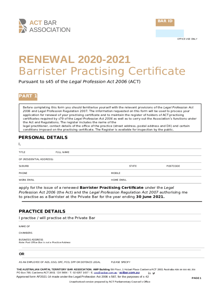 SECT 45 Grant or renewal of barrister practising certificate Doc ...