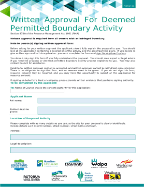 8b Written Approval for Deemed Permitted Boundary Activity Doc Template ...