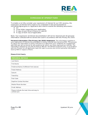 Expression of Interest Doc Template | pdfFiller