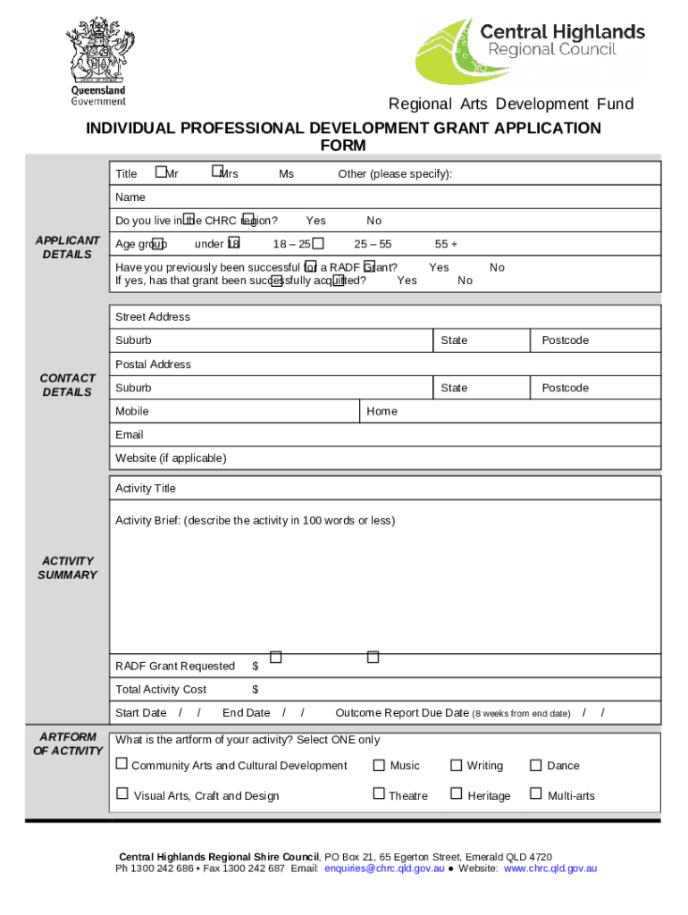 individual professional development grant application Doc Template ...