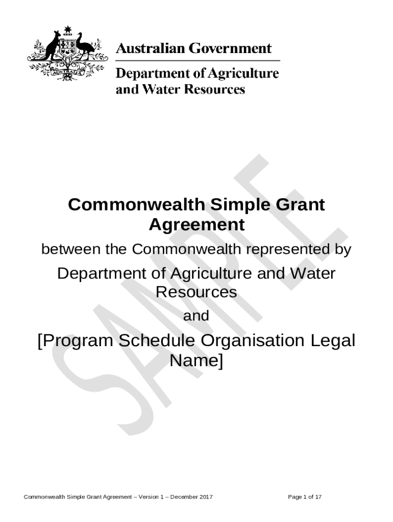 Commonwealth Simple Grant Agreement Doc Template | pdfFiller