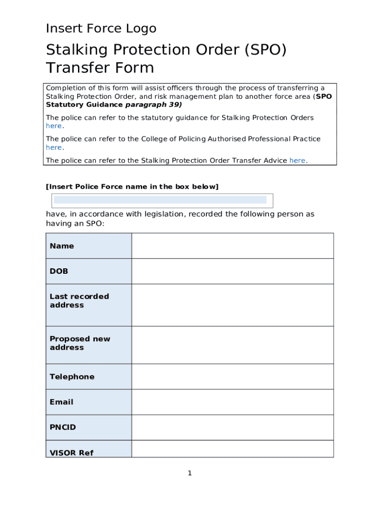(SPO) Transfer Doc Template | pdfFiller