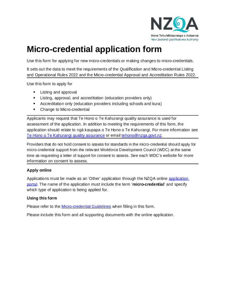 Micro-credential application Doc Template | pdfFiller