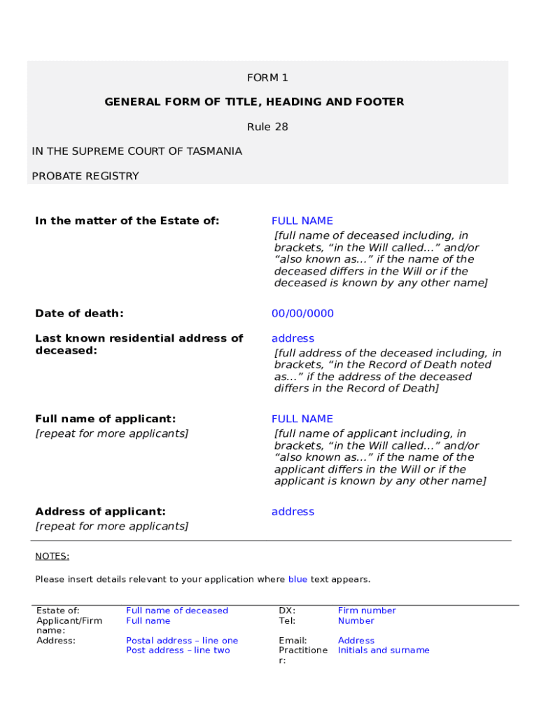 GENERAL OF TITLE, HEADING AND FOOTER Doc Template | pdfFiller