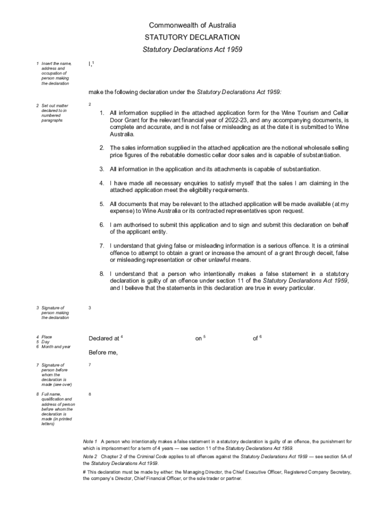 Fillable Online 2022-23 Round 5 Statutory declaration form Fax Email Print - pdfFiller