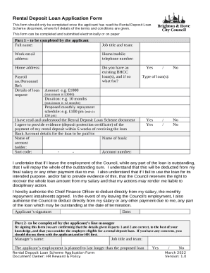 Rental Deposit Loan Application Doc Template | pdfFiller