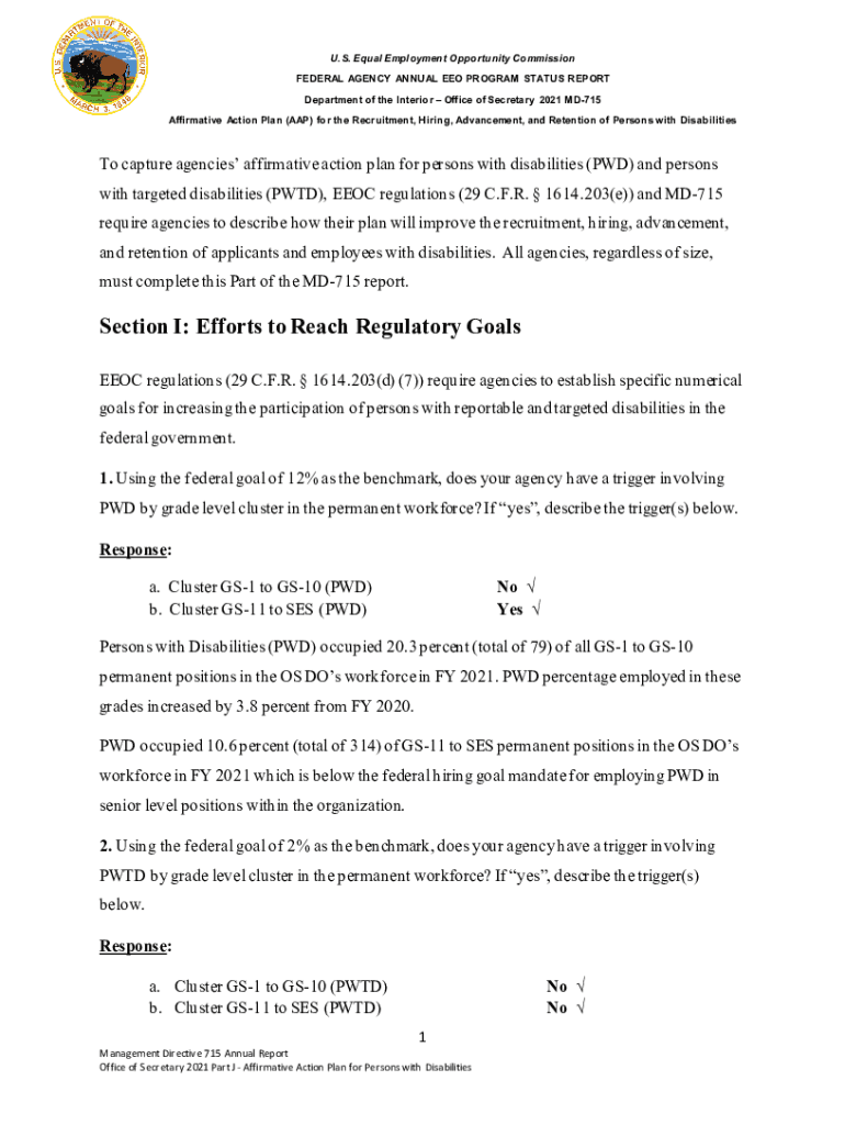 Fillable Online DHS FY 21 Annual EEO Program Status Report (MD-715) Fax ...
