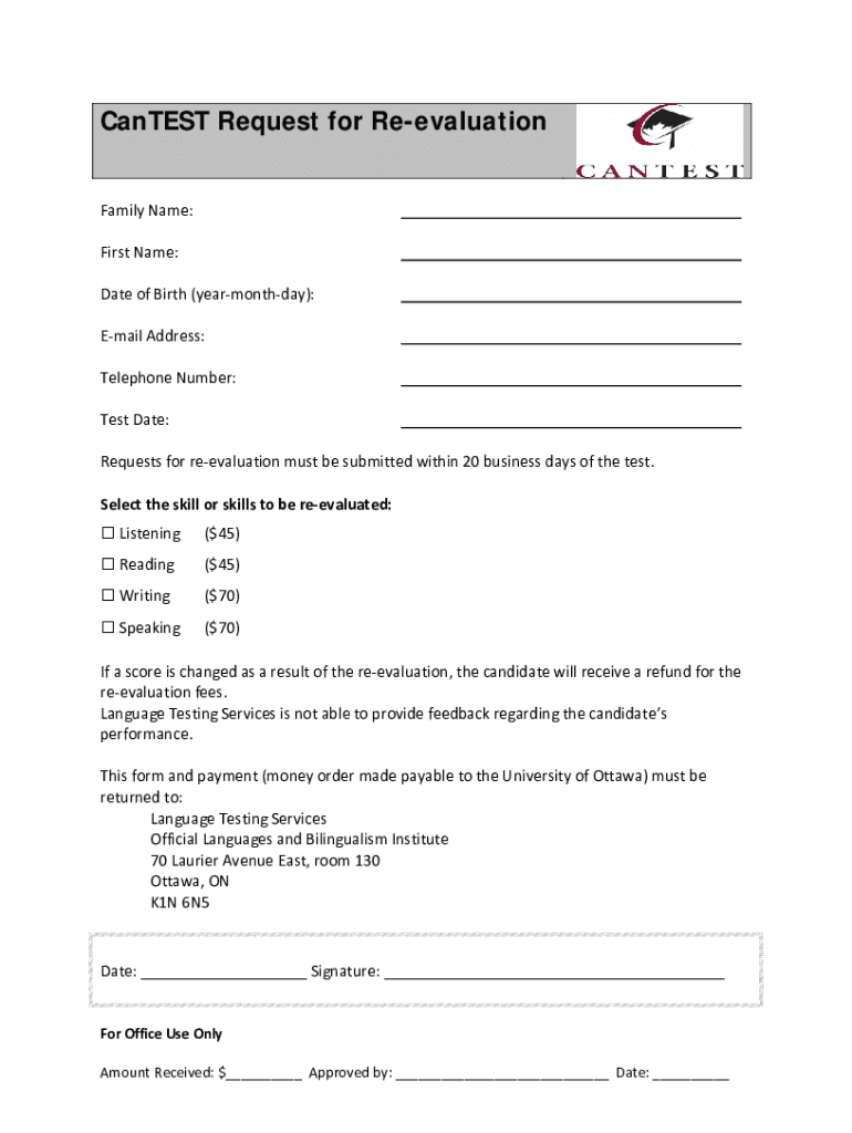 Fillable Online Sample Letter of Requests for Reevaluation Fax Email ...