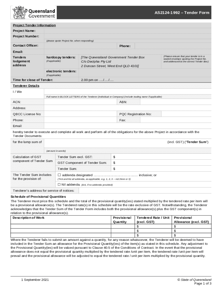 A Sample Tender Cover Letter Doc Template | pdfFiller