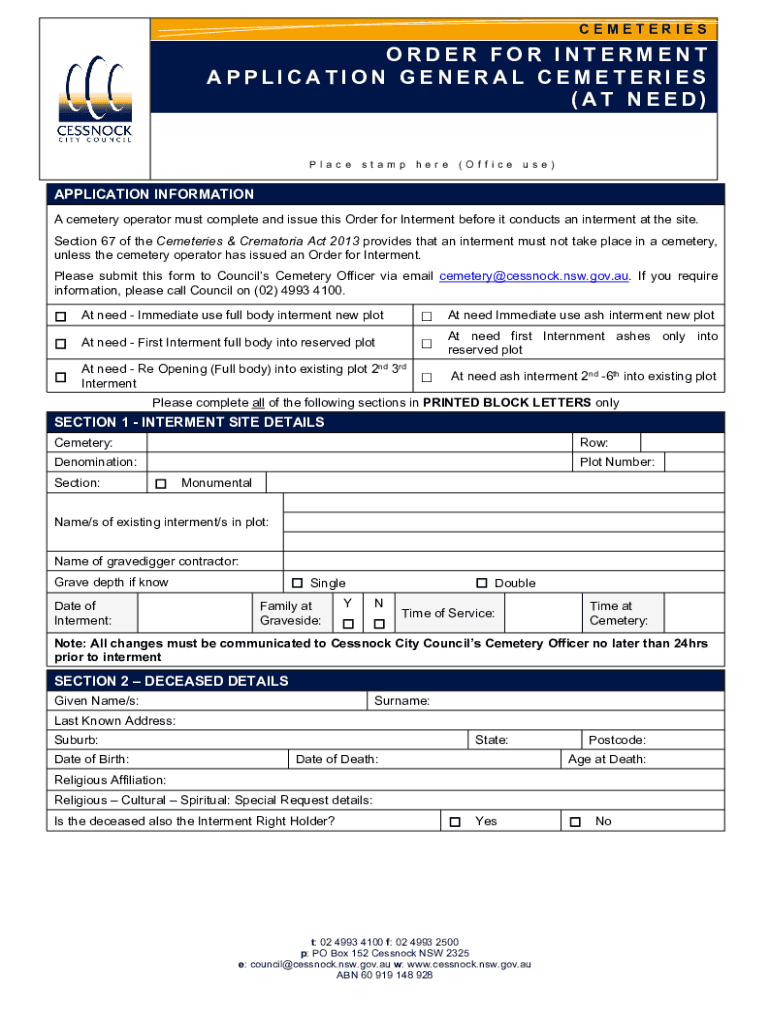 Fillable Online Veteran and Dependent Burial in VA National Cemeteries ...