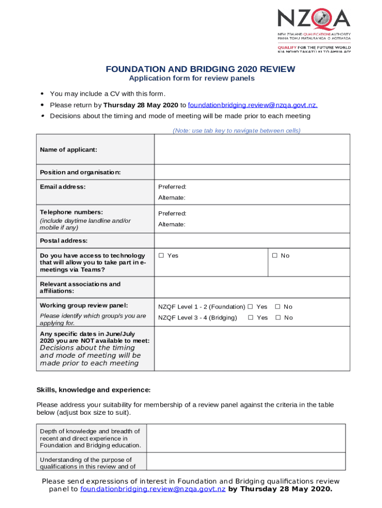 EOI/Application/Nomination - Expert panel Doc Template | pdfFiller