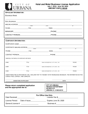 Fillable Online Hotel and Motel Business License Application Fax Email ...