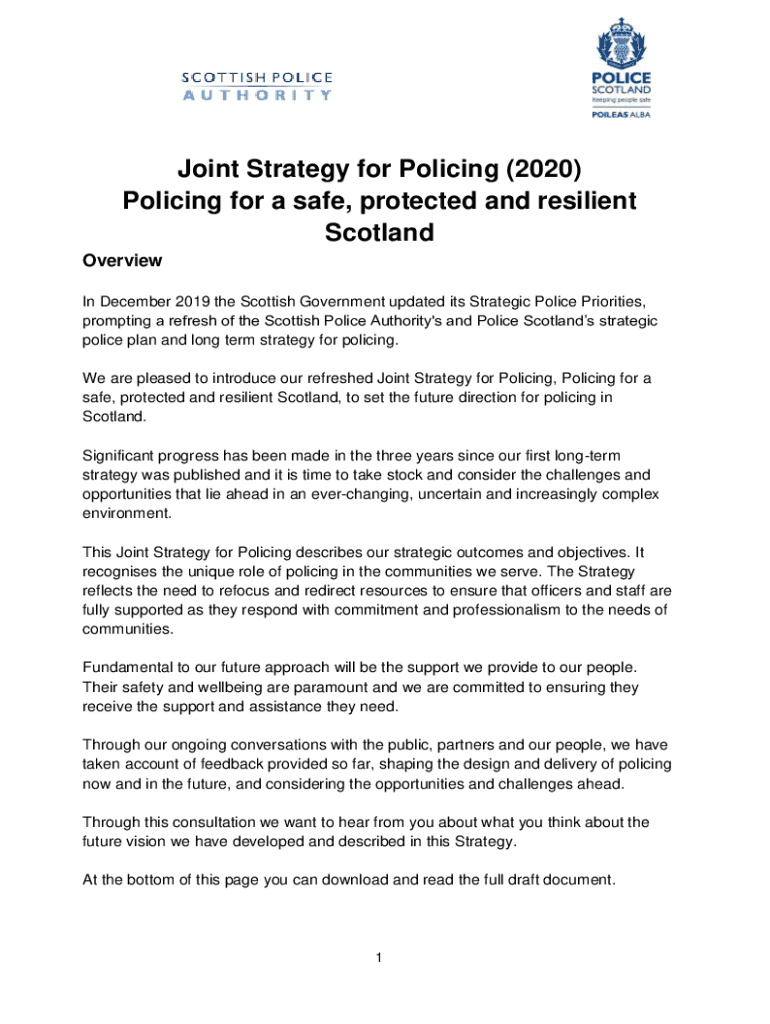 Fillable Online .New Joint Strategy for Policing and Annual Police Plan ...