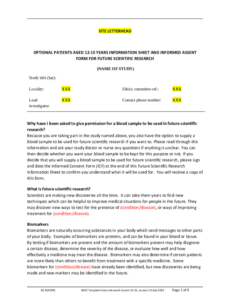 NGIRB youth assent template - UCalgary Research Doc Template | pdfFiller