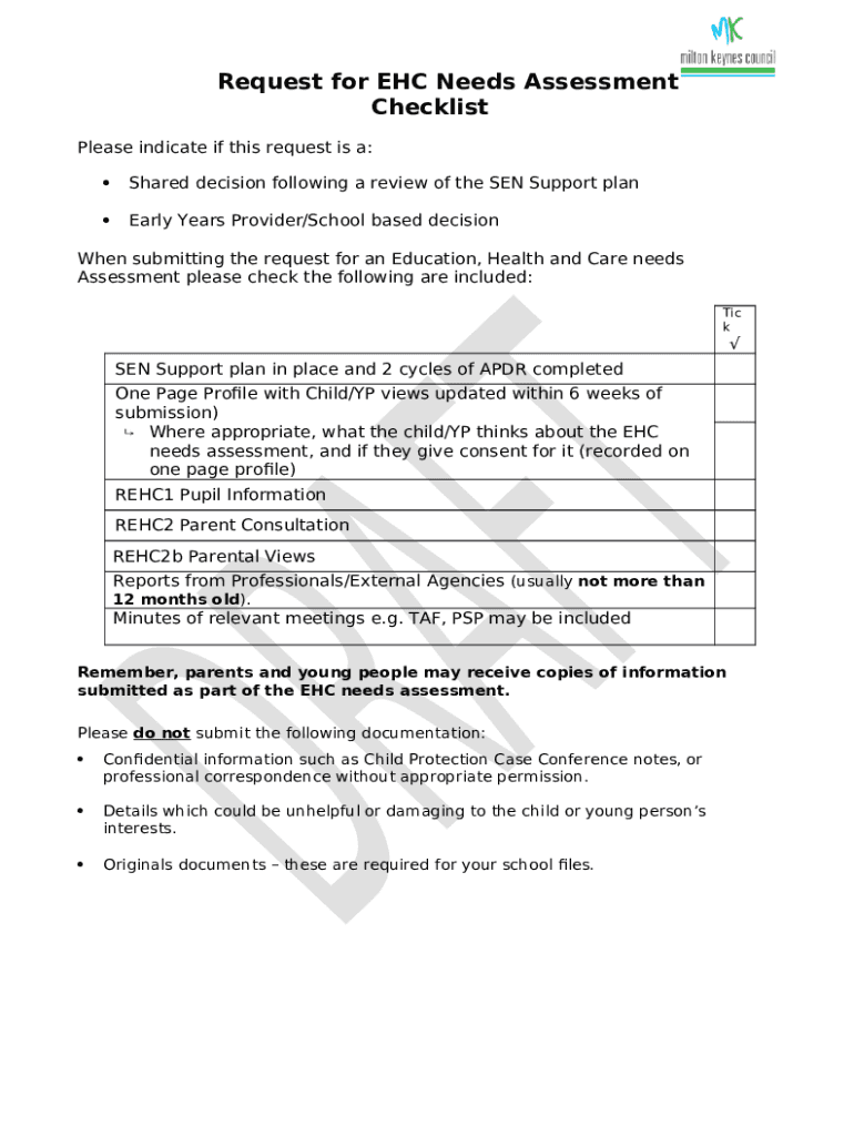 Early Years Request for an Education Health Care (EHC) ... Doc Template ...