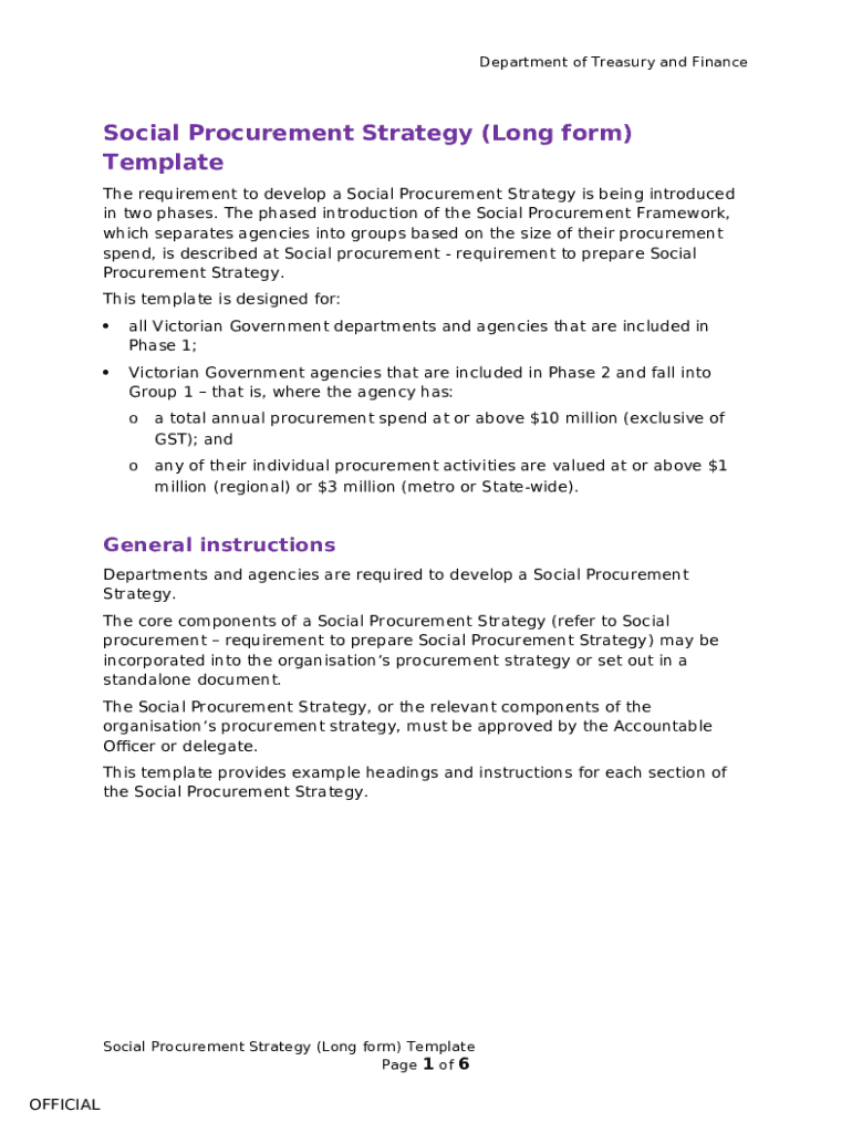 Social Procurement Strategy (Long ) Template Doc Template | pdfFiller