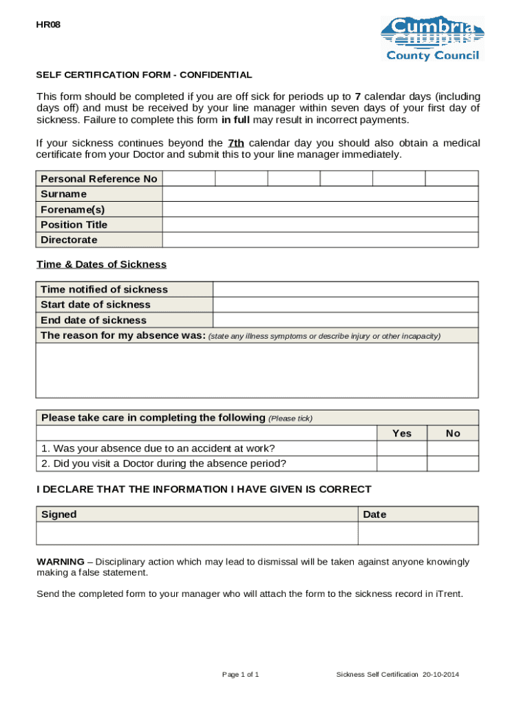 SICKNESS TELEPHONE NOTIFICATION Doc Template | pdfFiller