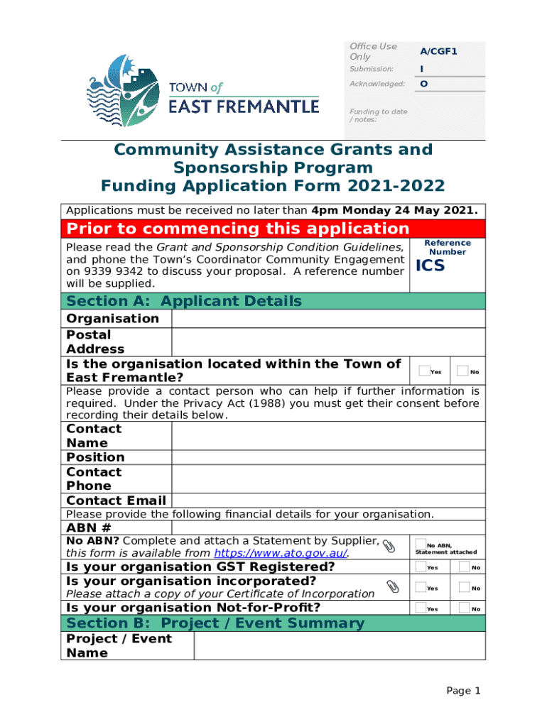 CAG Application 2021-2022 Doc Template | pdfFiller