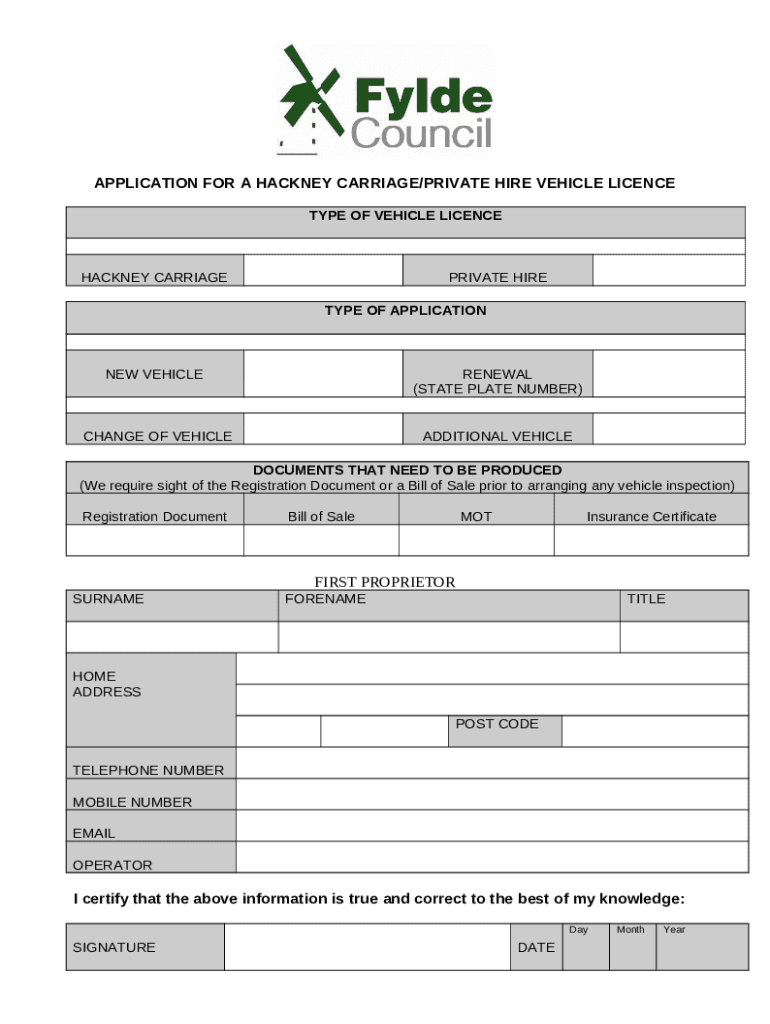 Vehicle application Doc Template | pdfFiller