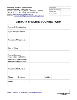 Library Theatre booking Doc Template | pdfFiller