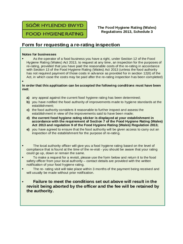Request a re-inspection of your food business online Doc Template ...