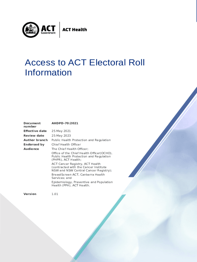 ACT Health Directorate Report Template A4 EXTERNAL Doc Template | pdfFiller