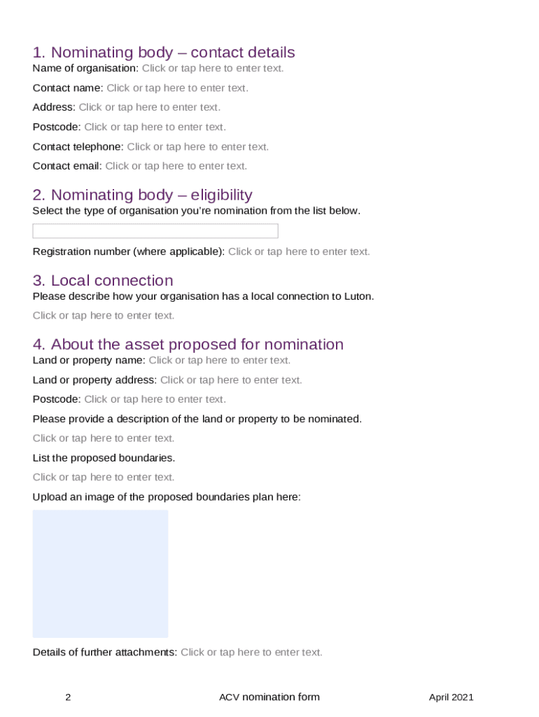 Asset of community value nomination Doc Template | pdfFiller