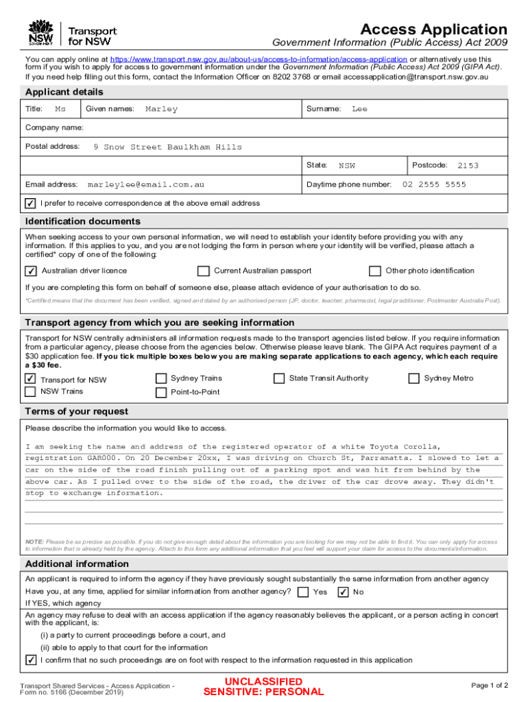 Fillable Online Access application - Transport for NSW Fax Email Print - pdfFiller