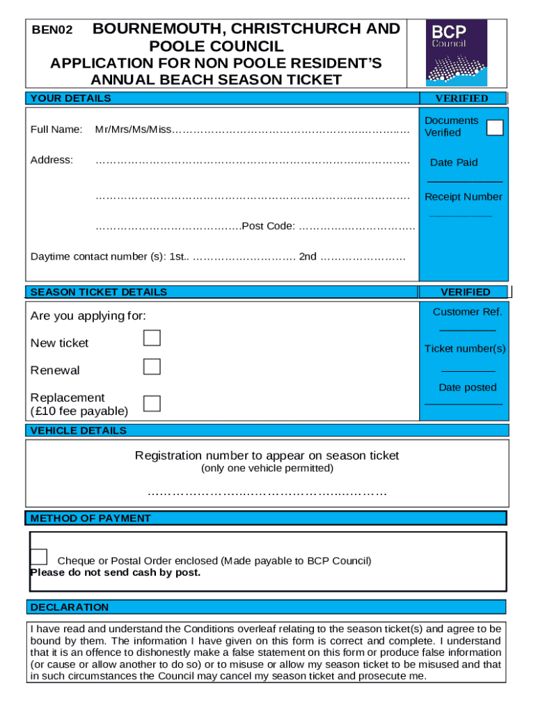 Beach Non Resident BCP Doc Template | pdfFiller